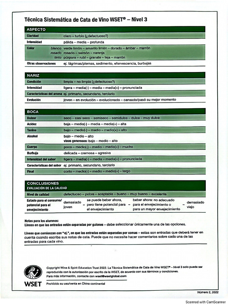 Guion de Cata Wset3 | PDF