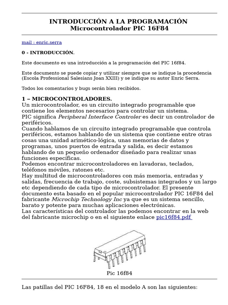 INTRODUCCION A LA PROGRAMACION Microcont | PDF | Microcontrolador | Almacenamiento de datos de ...