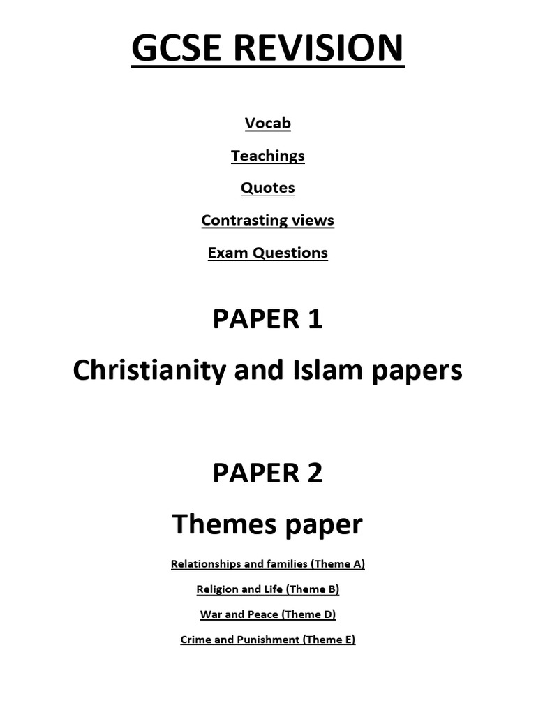 AQA GCSE Mock Exam Revision Guide | PDF | Eucharist | Jesus