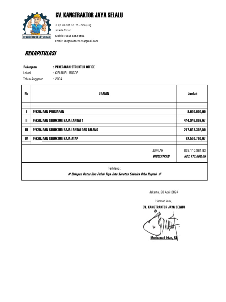Boq Pek. Office Cibubur | PDF