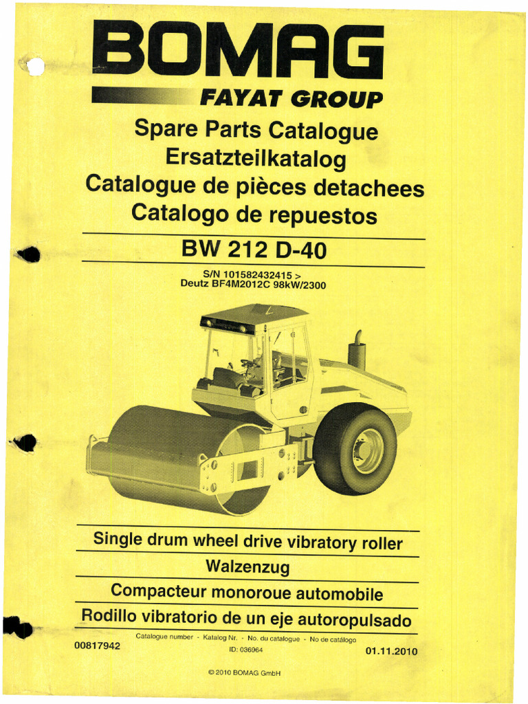 Manual de Partes Bomag BW 212 D40 | PDF