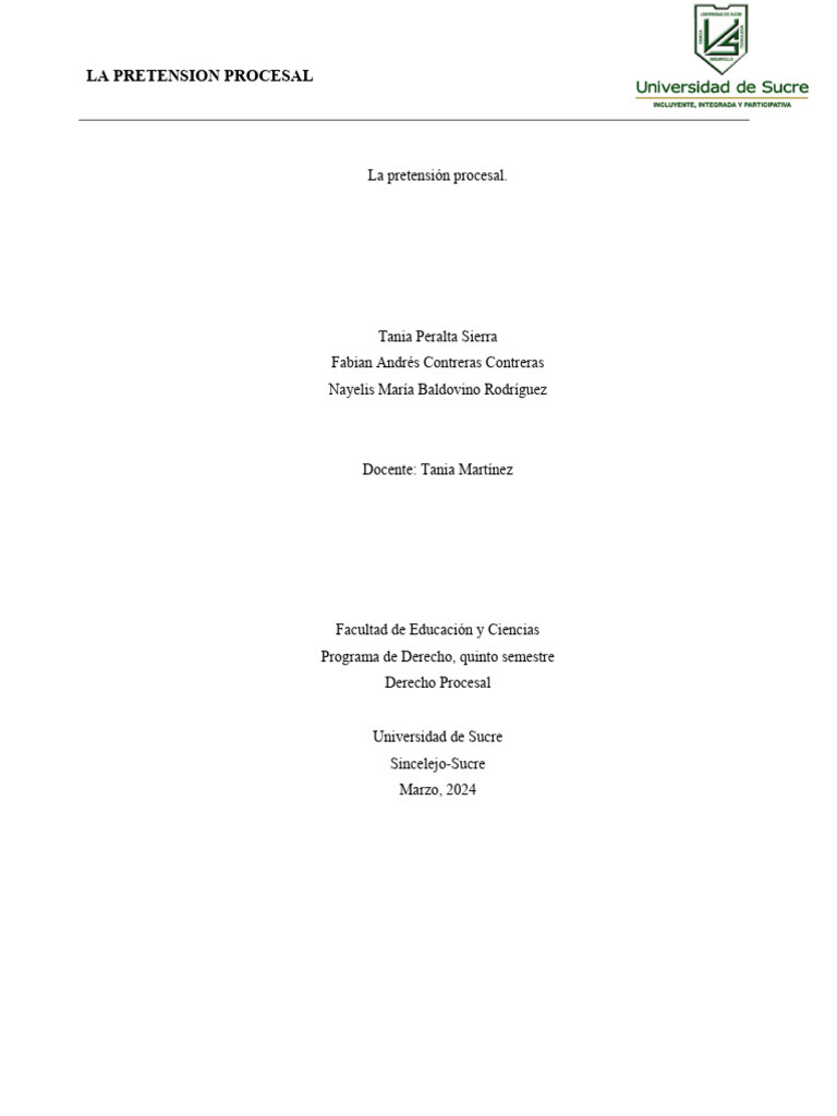Pretensión Procesal | PDF | Ley procesal | Demanda judicial