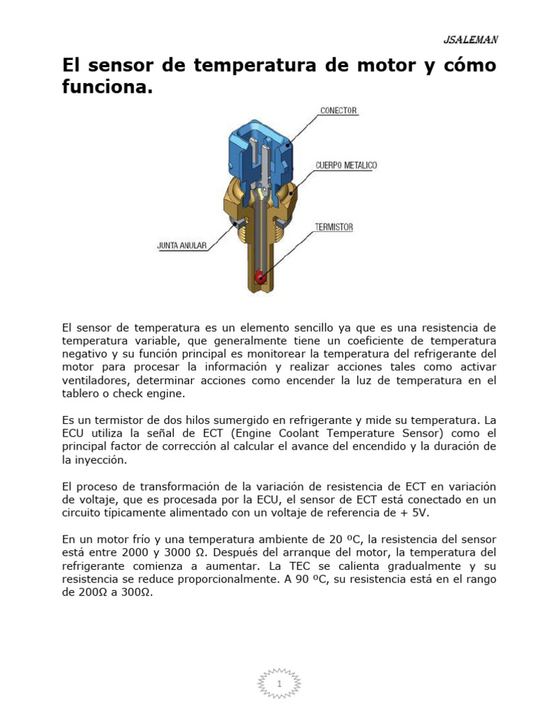 Sensor de Temperatura de Motor ECT | PDF | Sensor | Resistencia Eléctrica y Conductancia