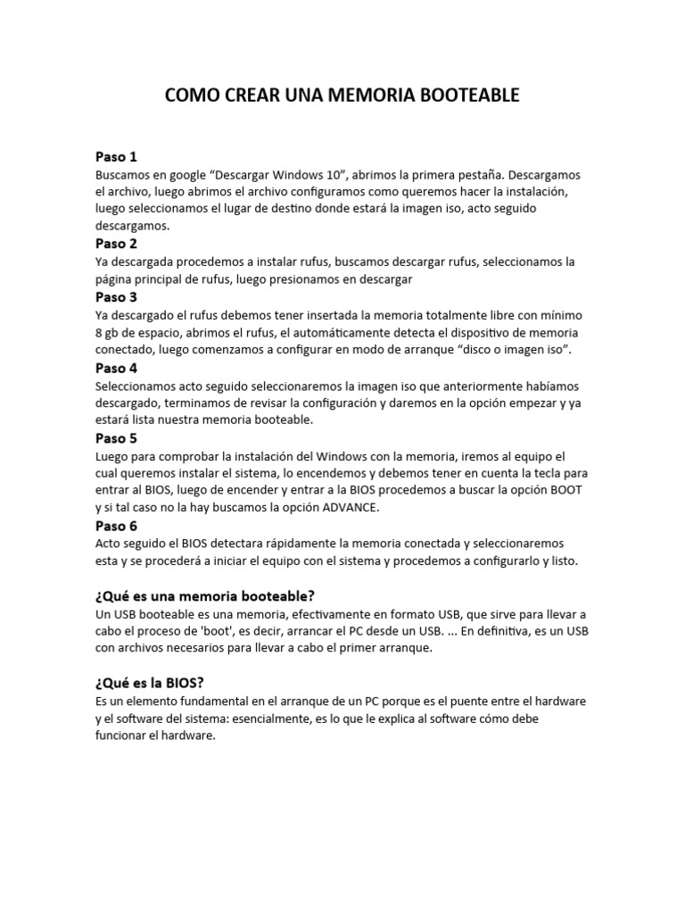 Como Crear Una Memoria Booteable | PDF