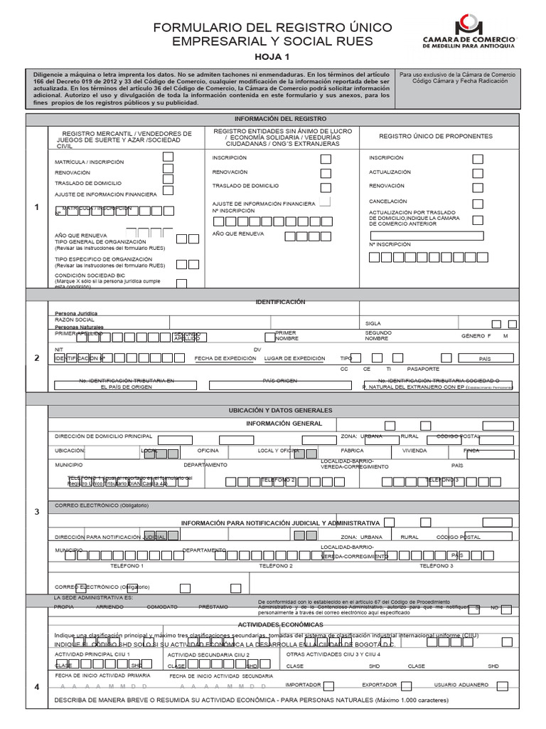 Formulario RUES | PDF