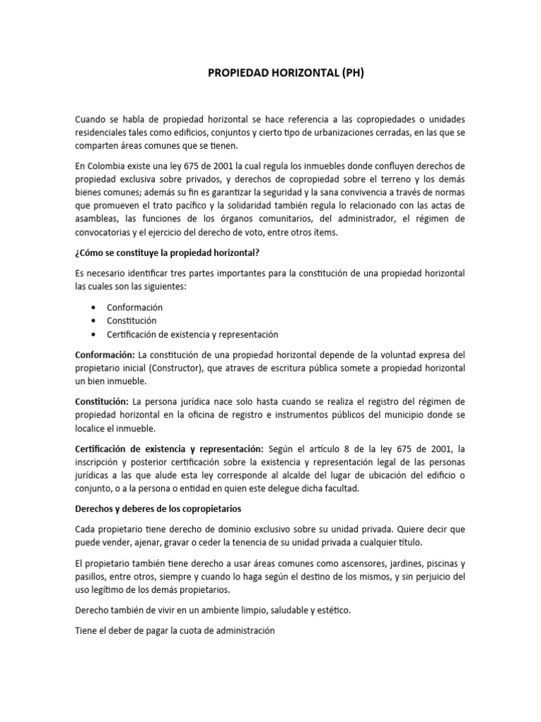 Propiedad Horizontal | PDF | Condominio | Propiedad