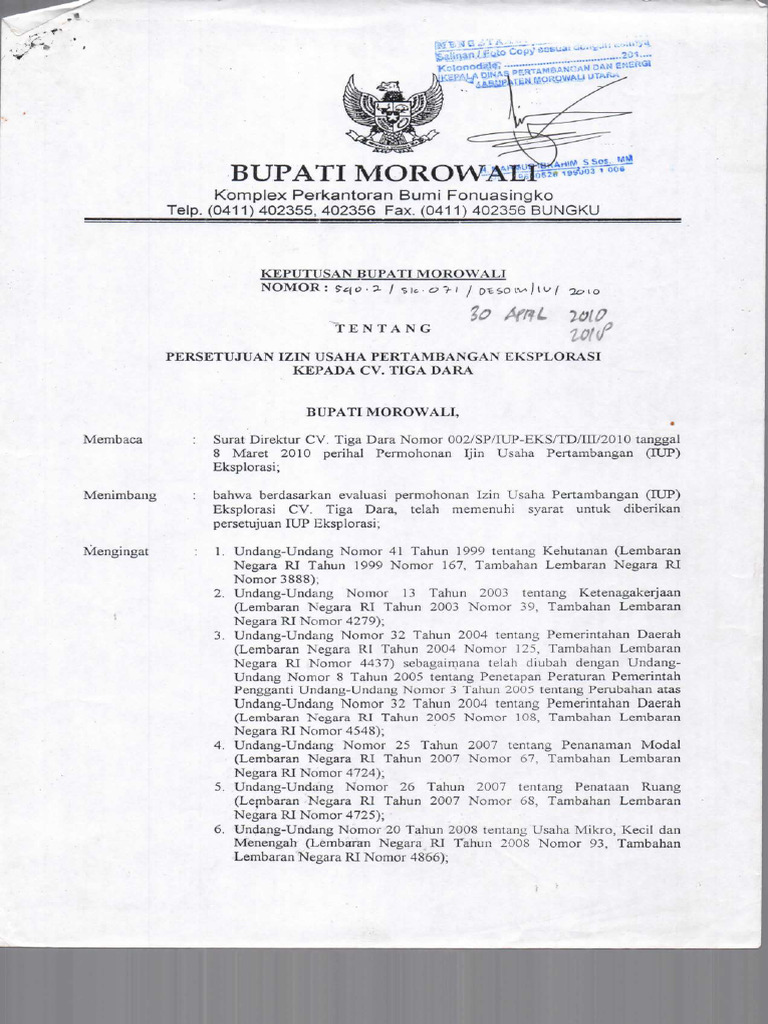 IUP Eksplorasi CV. Tiga Dara | PDF