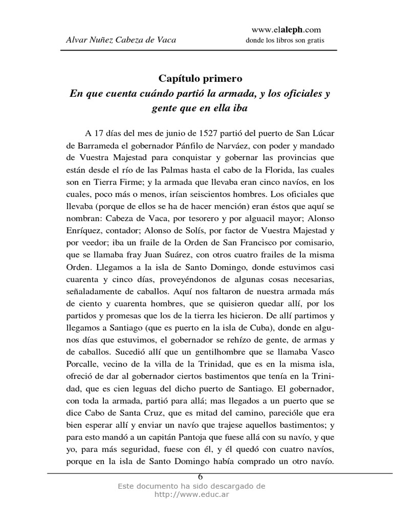 Viaje de Alvar Núñez Cabeza de Vaca | PDF | Historia