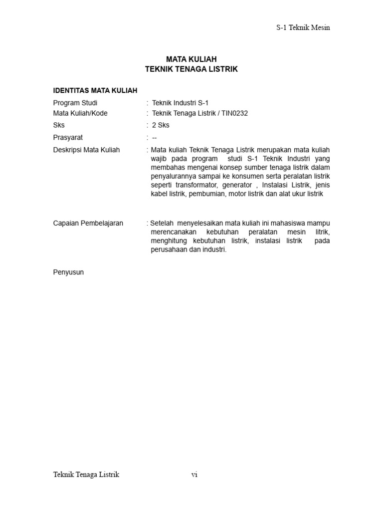 Modul Teknik Tenaga Listrik S-1 | PDF