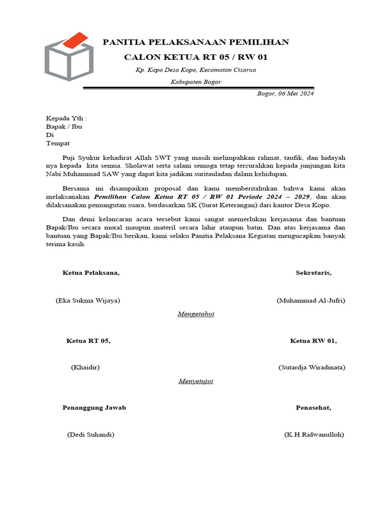 Proposal Pemilihan RT 05 | PDF