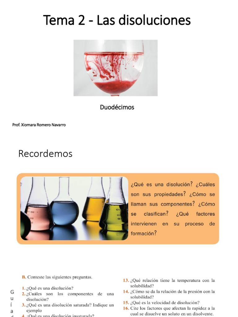 Componentes y Tipos de Disoluciones | PDF | Solubilidad | Solvente