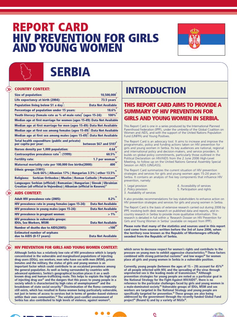 Hiv Prevention Girls and Young Women Serbia Report Card | PDF | Hiv ...