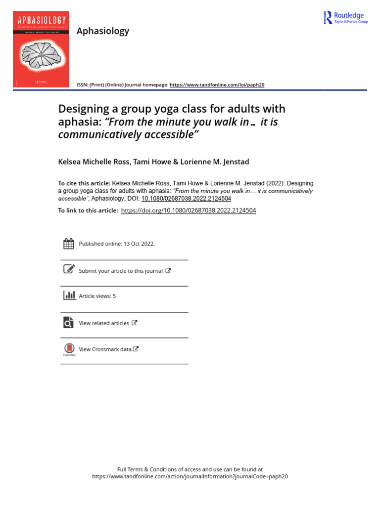 Designing A Group Yoga Class For Adults With Aphasia From The Minute ...