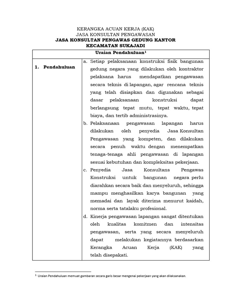 Kerangka Acuan Kerja JKK Konsultan PENGAWAS | PDF | Seni