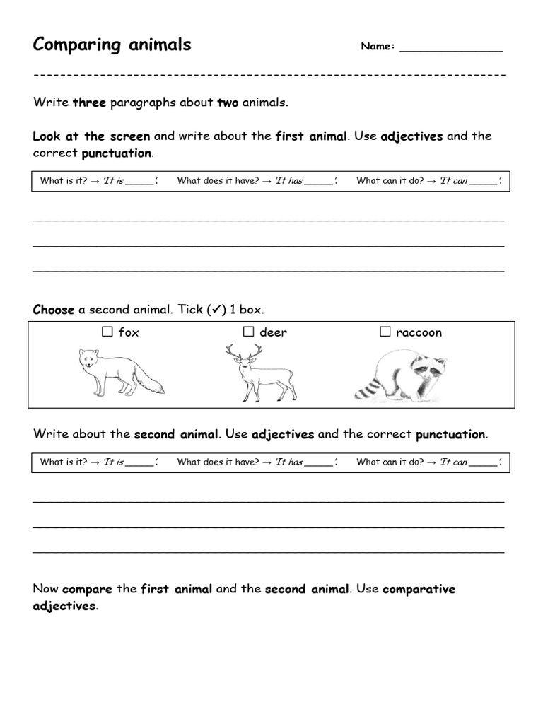 Worksheet - Comparing Animals | PDF