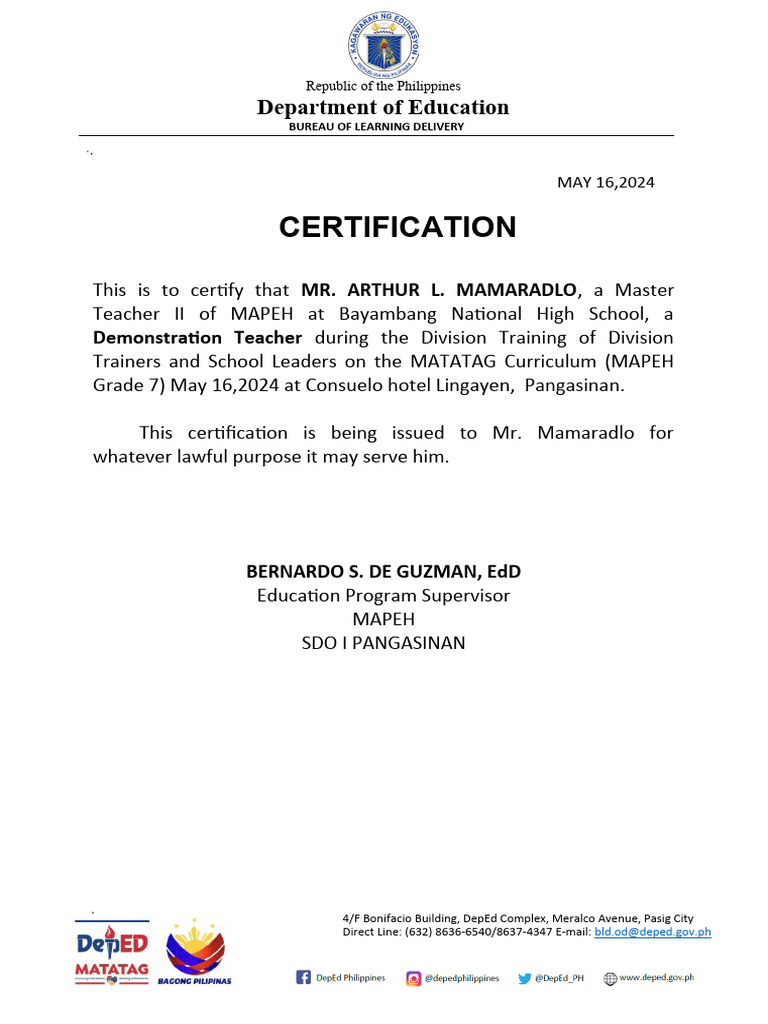 Certification Demo | PDF