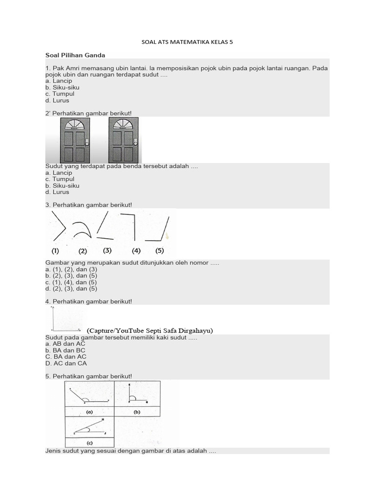 Soal Ats Matematika Kelas 5. | PDF