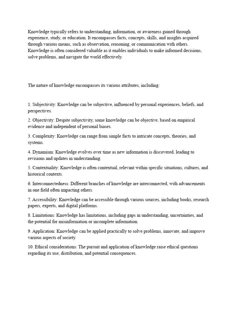 Knowledge Unit 1 | PDF | Knowledge | Truth