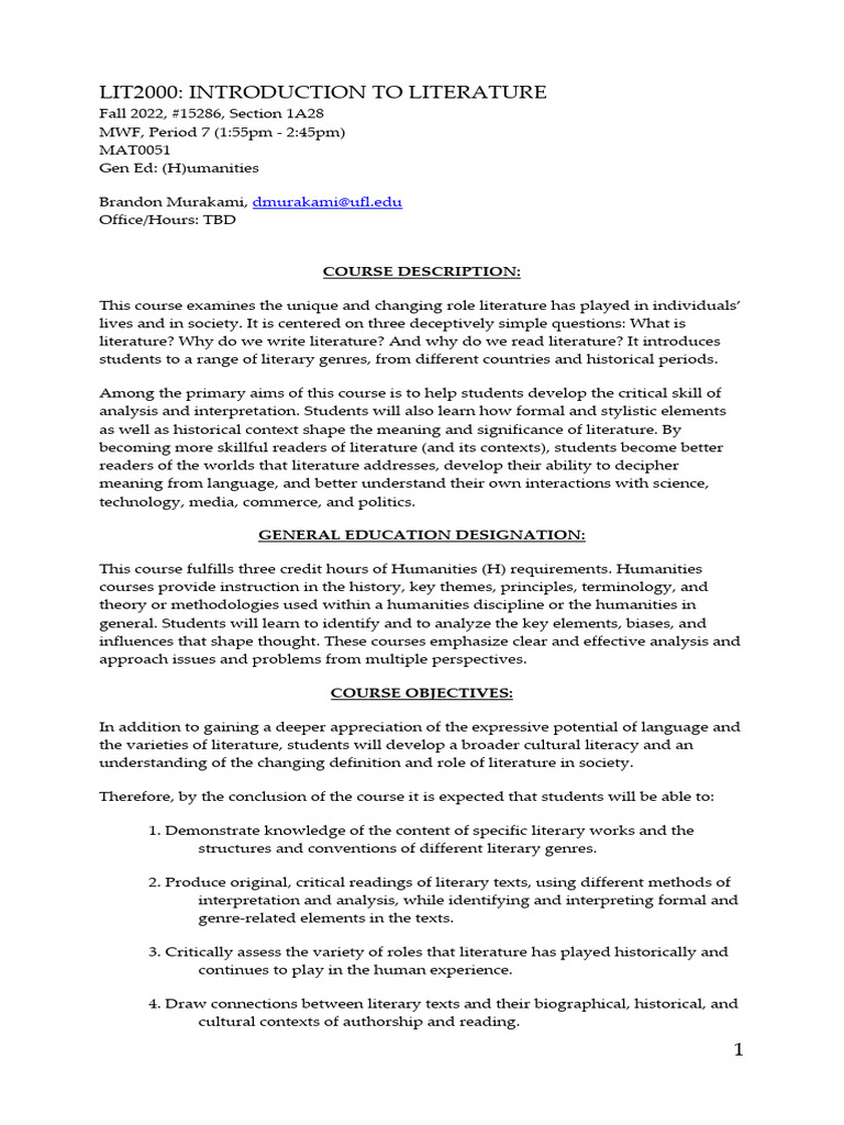 Lit2000: Introduction To Literature | PDF | Humanities | Plagiarism