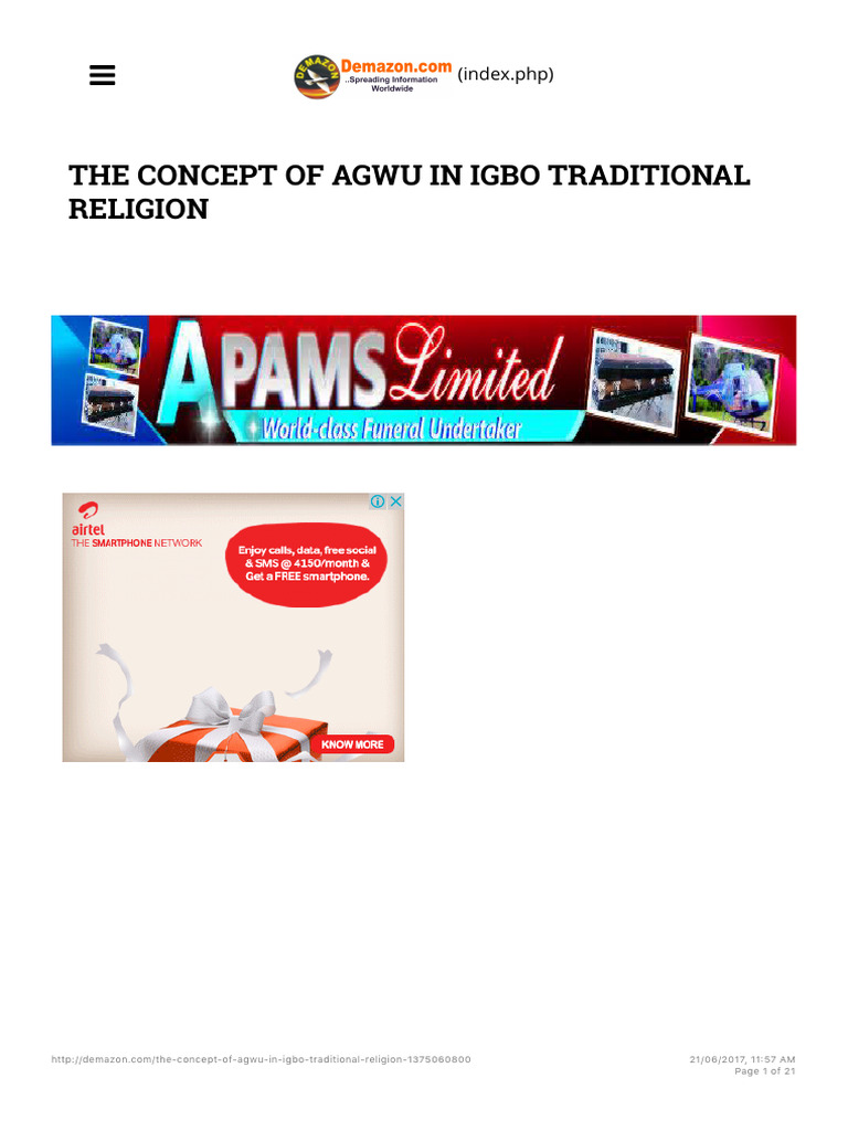 The Concept of Agwu in Igbo Traditional Religion | PDF | Demons | Priest
