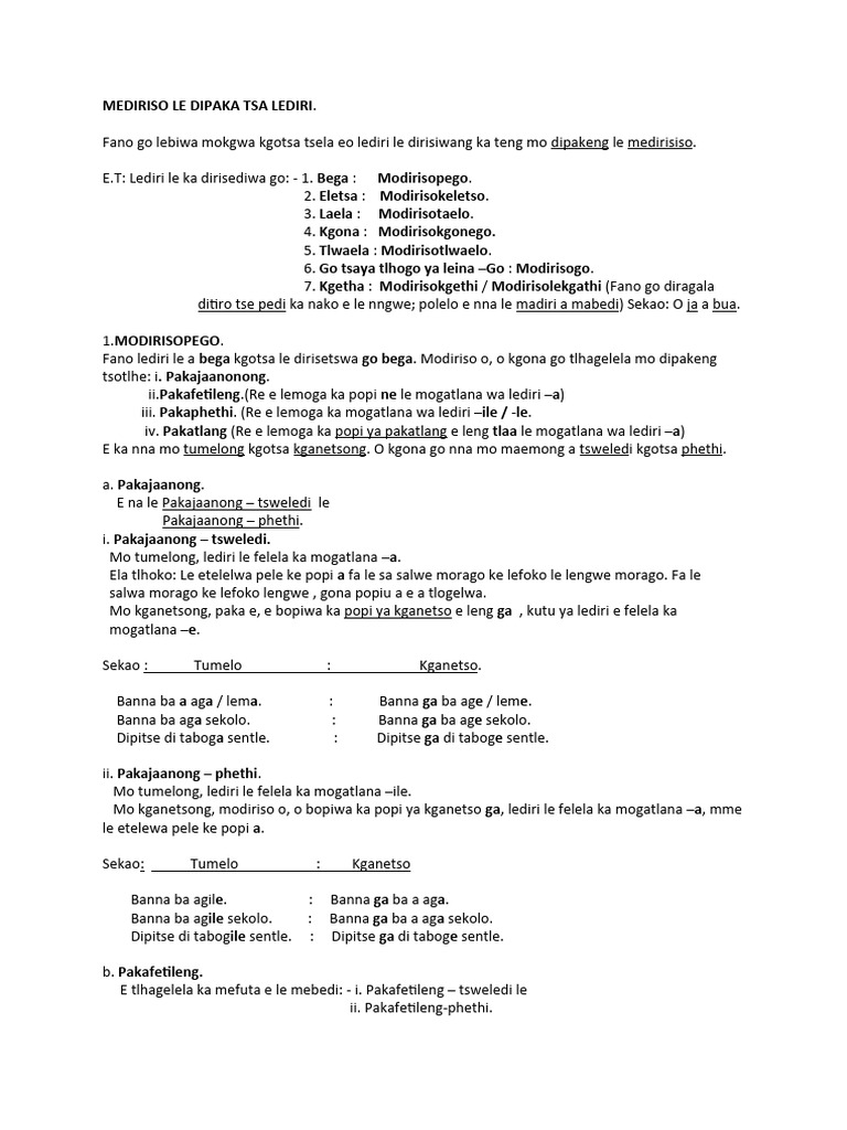 Mediriso Le Dipaka Tsa Lediri 2022 | PDF