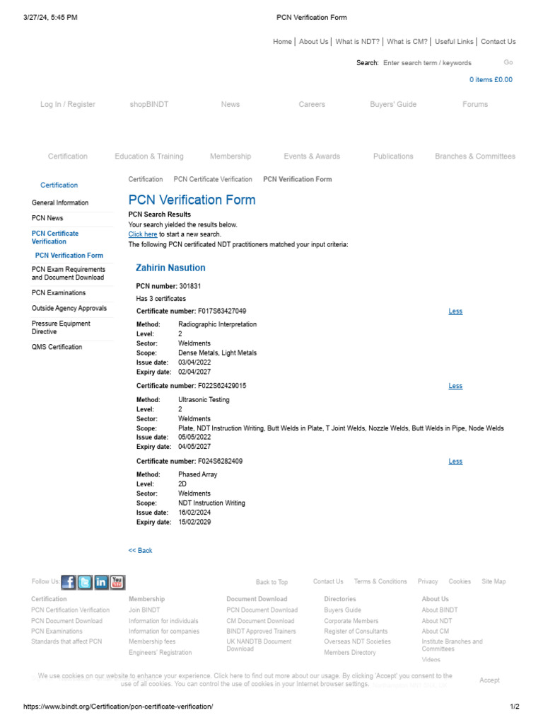 PCN Verification Form | PDF | Nondestructive Testing | Welding