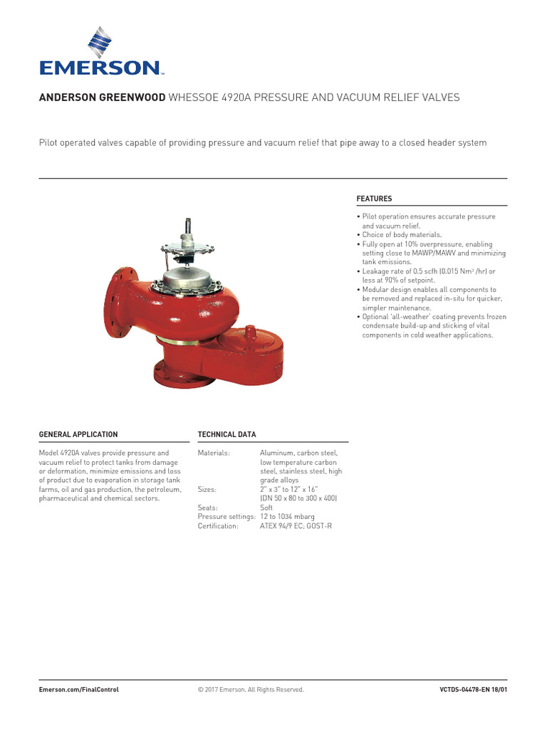 Data Sheets 4920a Pressure Vacuum Relief Valves Anderson Greenwood en ...