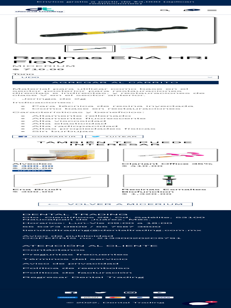 Resinas ENA HRi Flow - Dental Trading | PDF