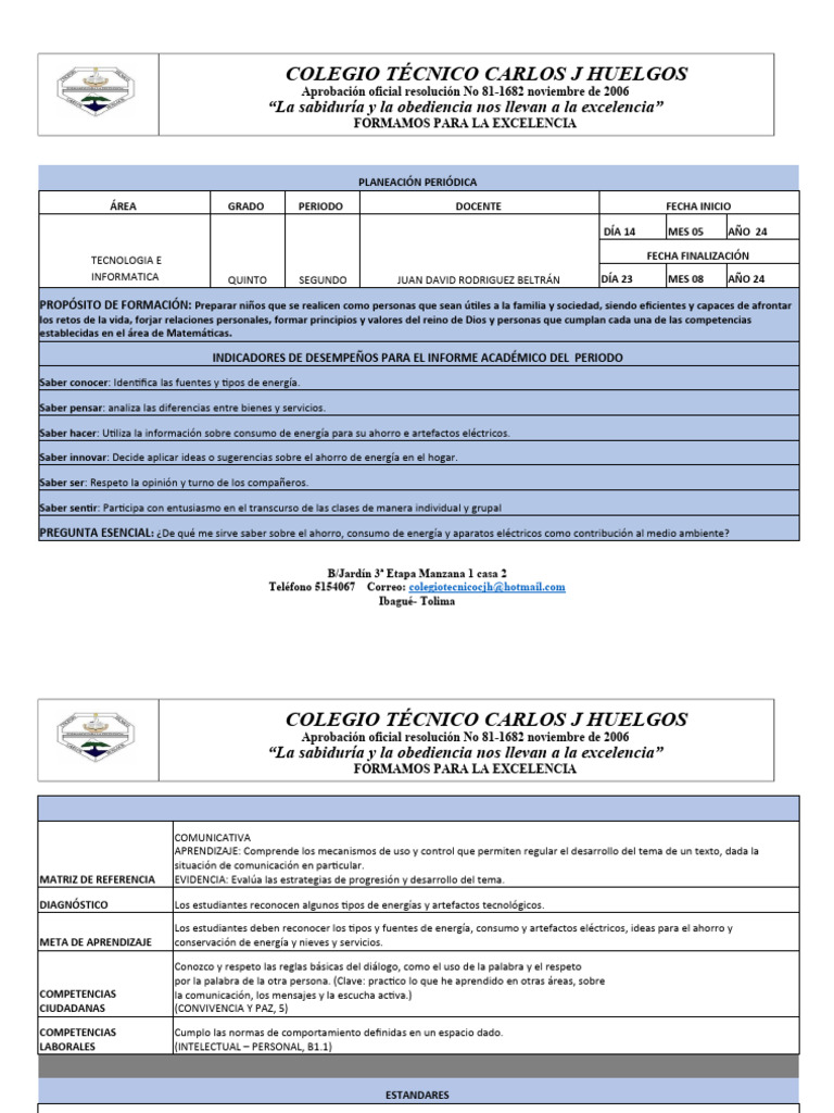 Planeación De Tecnología Quinto Grado Pdf Aprendizaje Uso