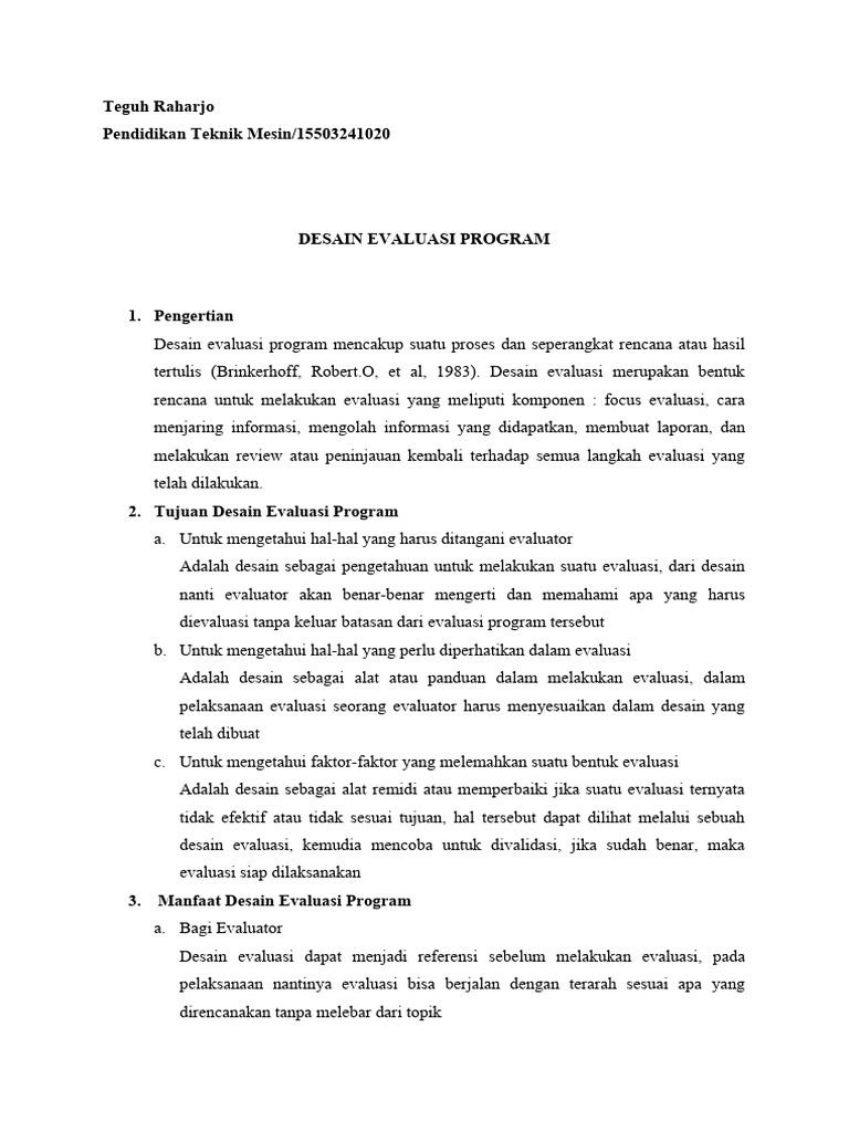Desain dan Instrumen Evaluasi Program | PDF | Karier & Perkembangan
