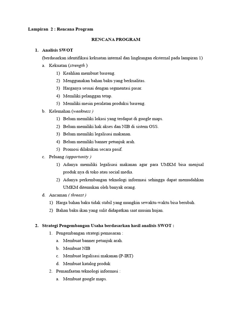 Lampiran 2 Rencana Program KKU | PDF