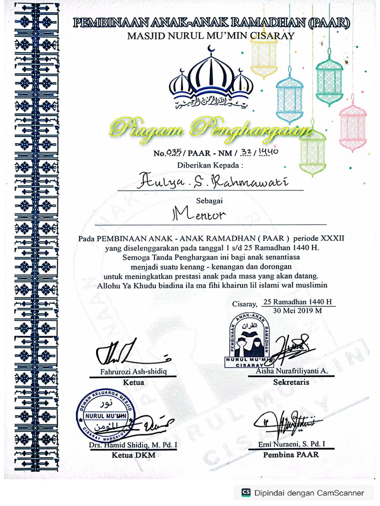 Piagam Penghargaan PAAR | PDF