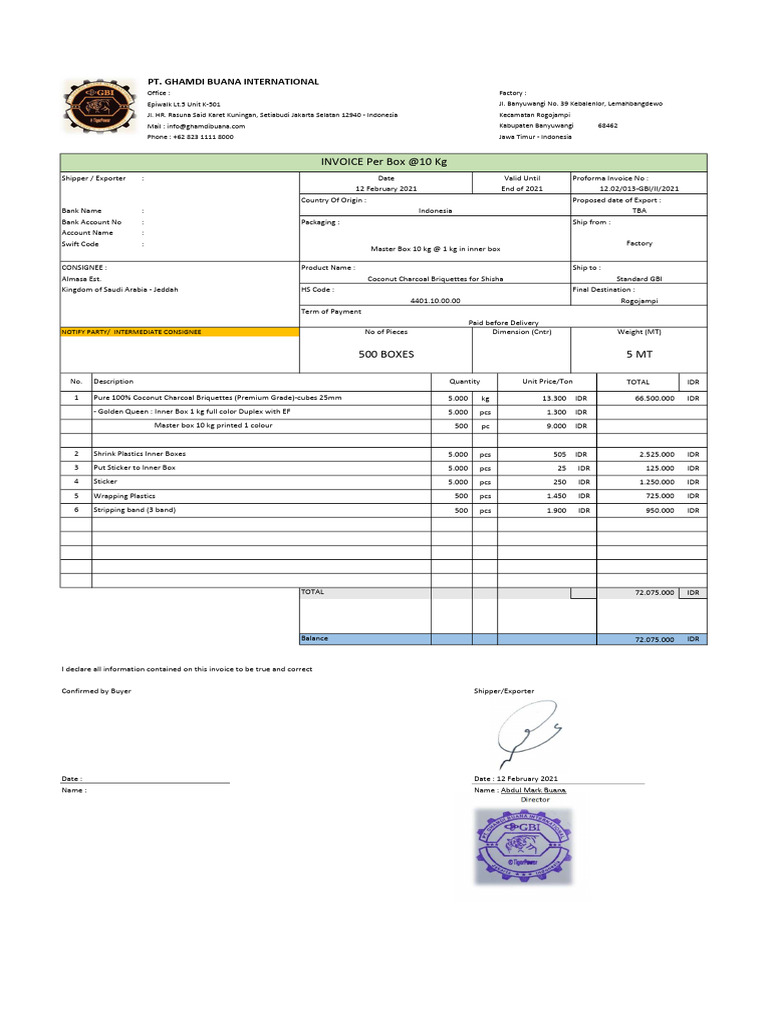Almasa Invoice 500 Box Edit | PDF