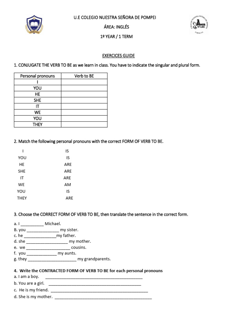 Guia 1Âº | PDF | Grammatical Conjugation | Plural