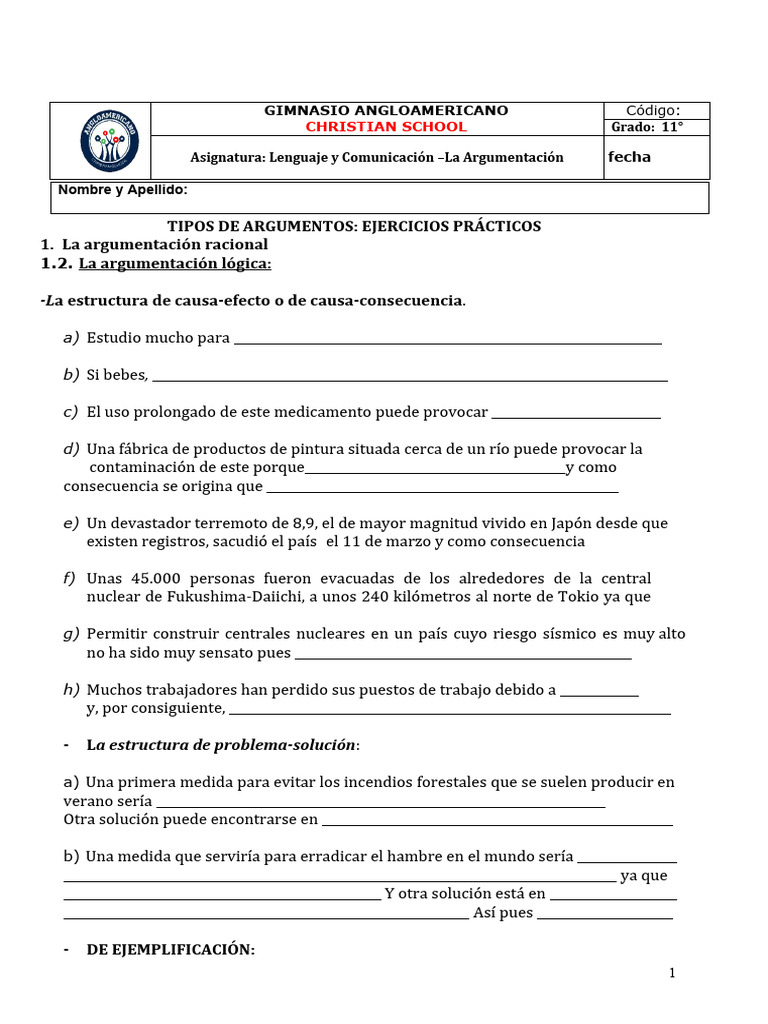 11° Actividades de Tipos de Argumentos | PDF | Ciencias sociales
