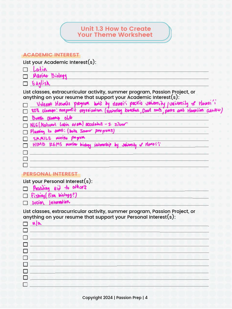 Passion Prep Workbook With Syllabus (Fillable PDF | PDF