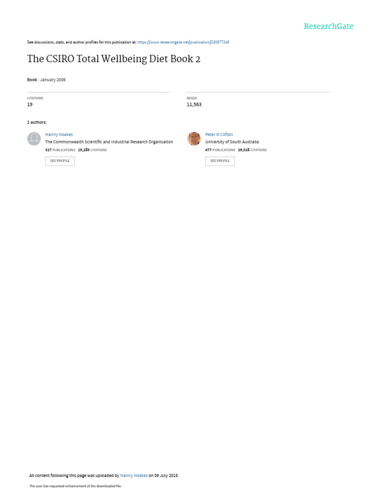 The CSIRO Total Wellbeing Diet Book 2 | Download Free PDF | Fat | Diet ...