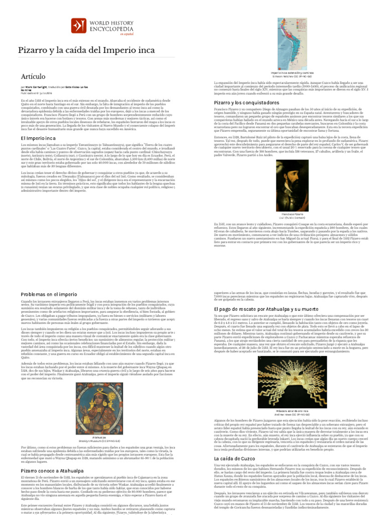 Pizarro y La Caída Del Imperio Inca - Enciclopedia de La Historia Del Mundo | PDF | Imperio Inca ...
