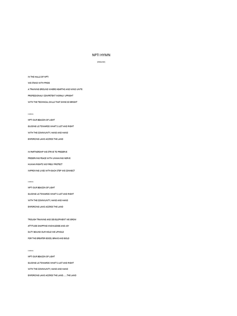 Ntpi Hymn | PDF | Politics | Law