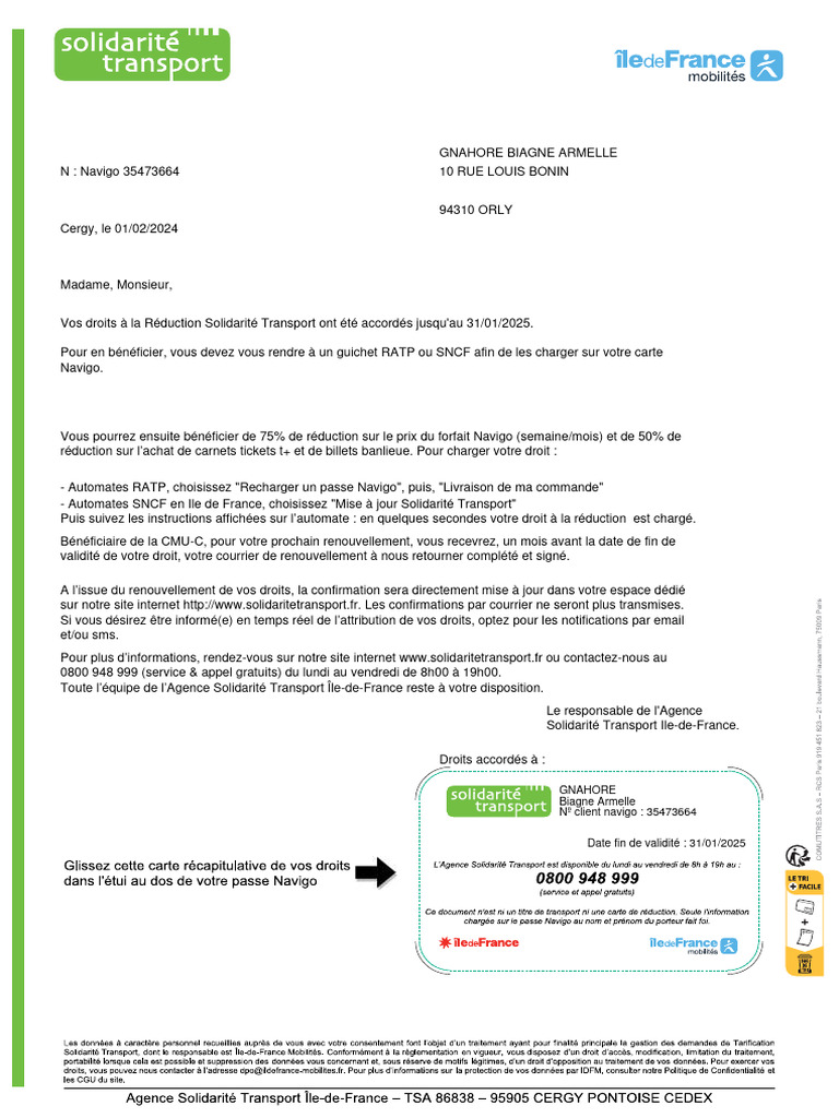 Réduction Solidarité Transport 2024-2025 | PDF | Economie des ...