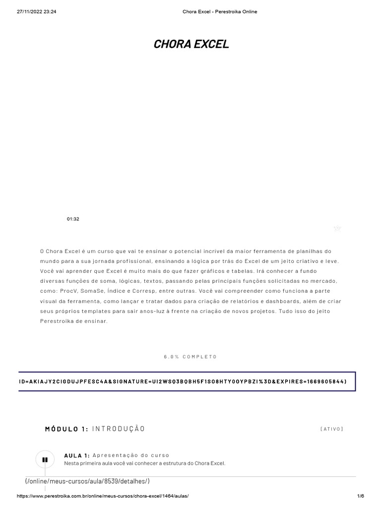 Chora Excel - Perestroika Online | PDF | Microsoft Excel | Informática