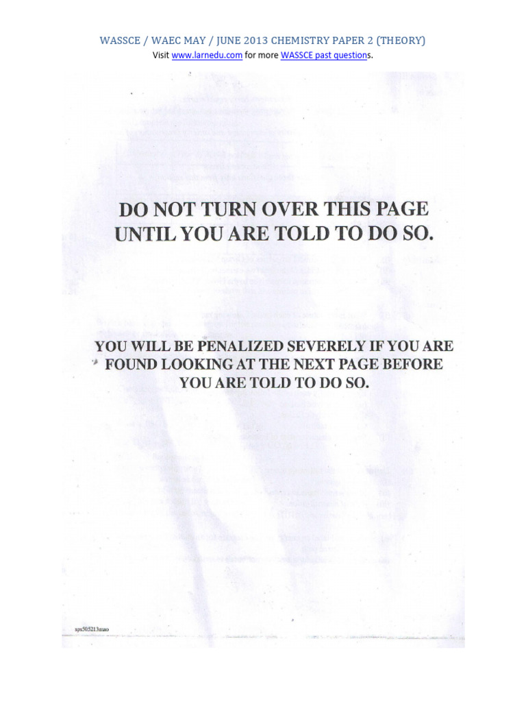 WASSCE WAEC May June 2013 Chemistry Paper 2 Part B Theory | PDF ...