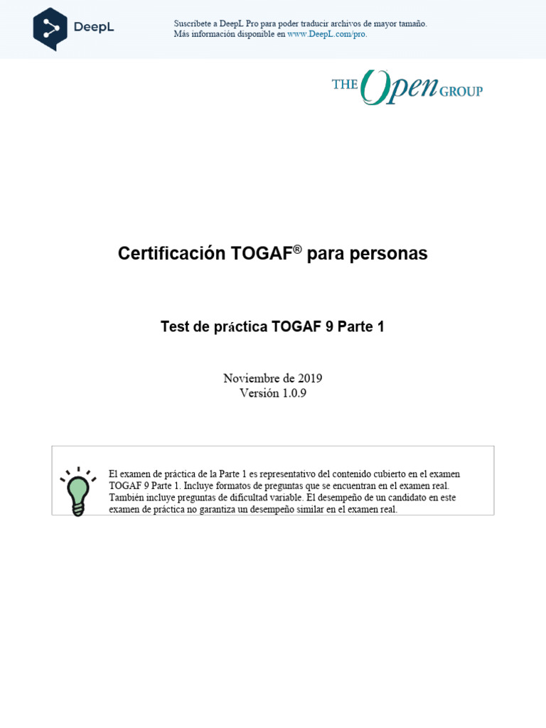 TOGAF® 9 Part 1 Practice Test Es24 | PDF | Derechos de autor | Informática