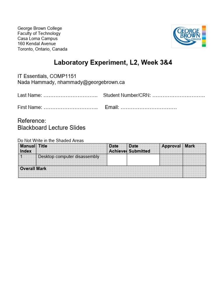 Lab 2 - PC Disassemble and Assemble - in Class Students | PDF ...