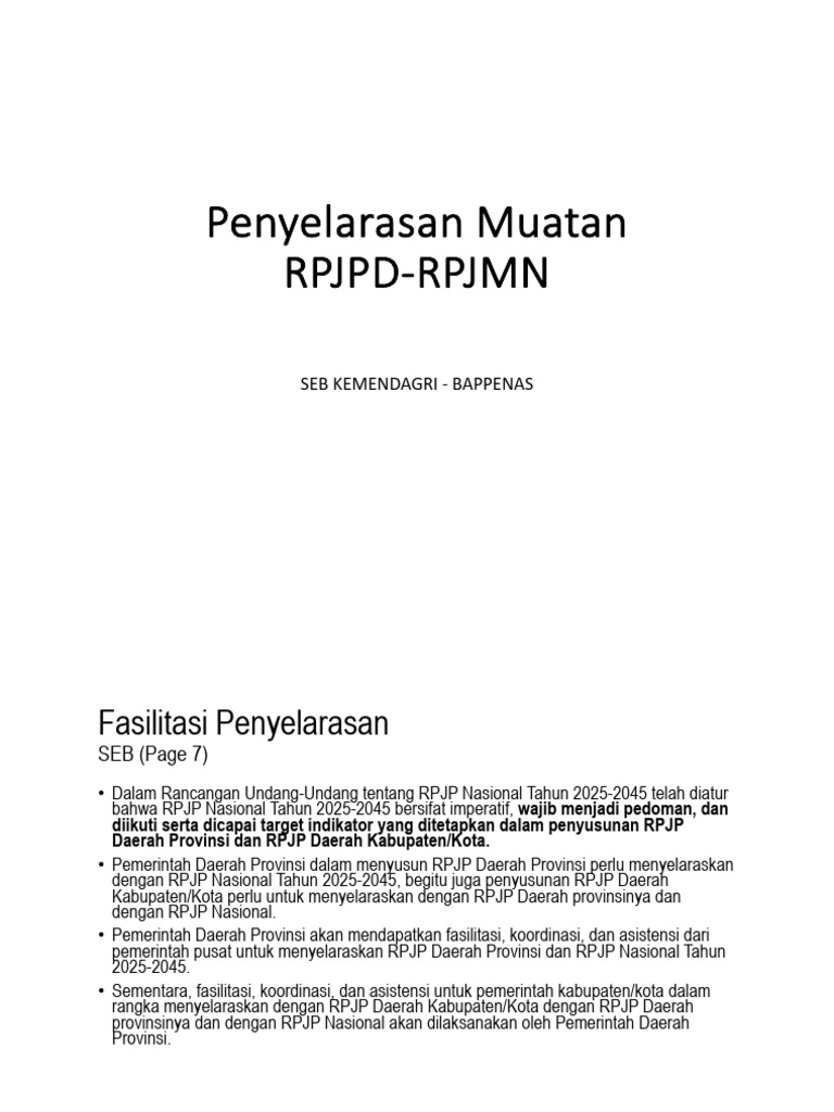 Se Penyelarasan RPJPD-RPJPN | PDF