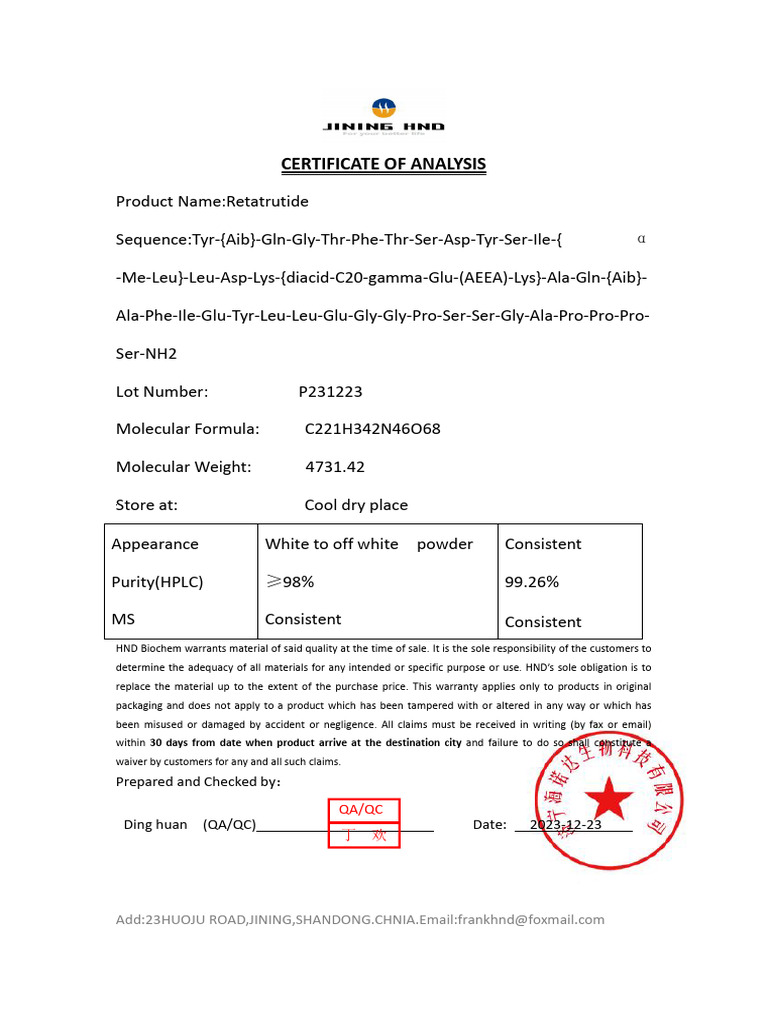 231223Retatrutide COA | PDF