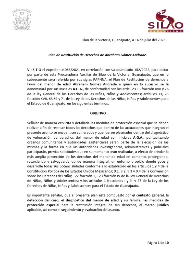Restitución de Derechos de A.G.A. | PDF | Familia | Derechos humanos