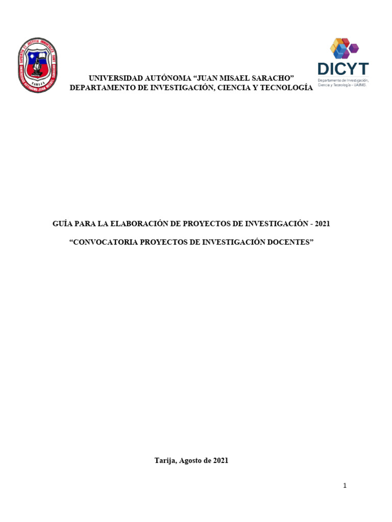 Guia Proyectos Inv Doc 2021 | Descargar gratis PDF | Presupuesto ...