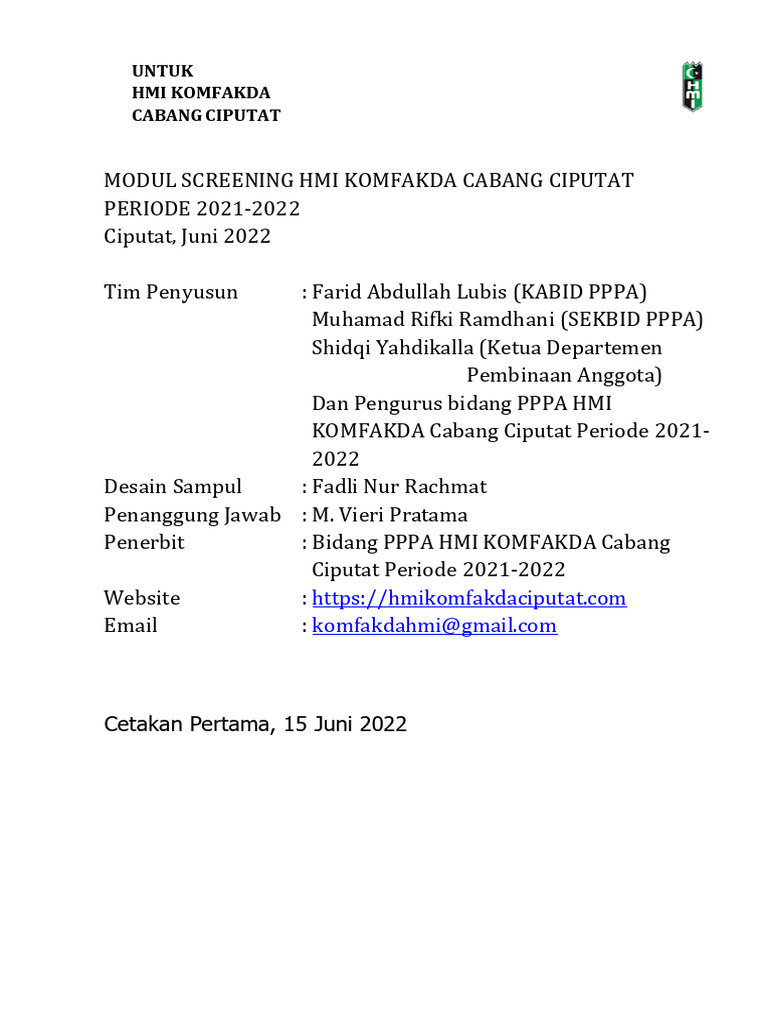 Modul_Screening_HMI_KOMFAKDA | PDF