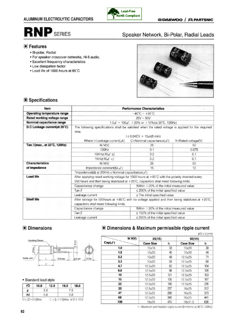Daewoo-Partsnic (Radial Thru-Hole) RNP Series | PDF
